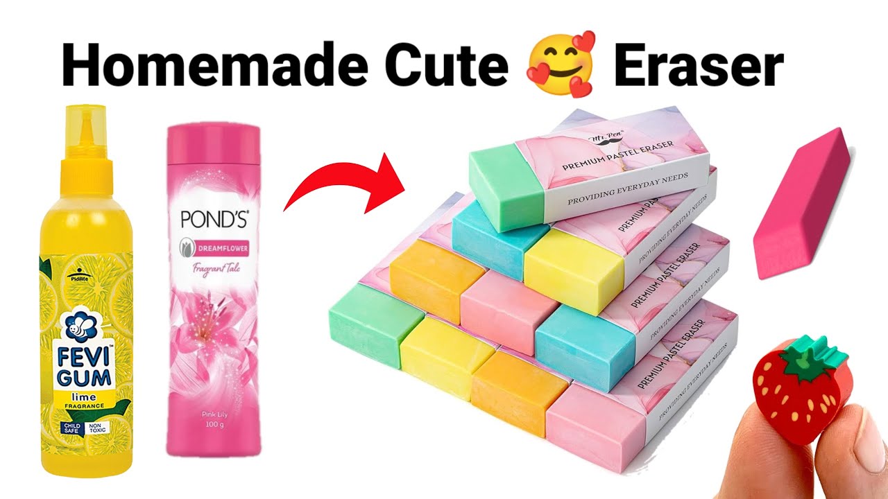 How to make Eraser/clay type Eraser at home easily making/how to make ...