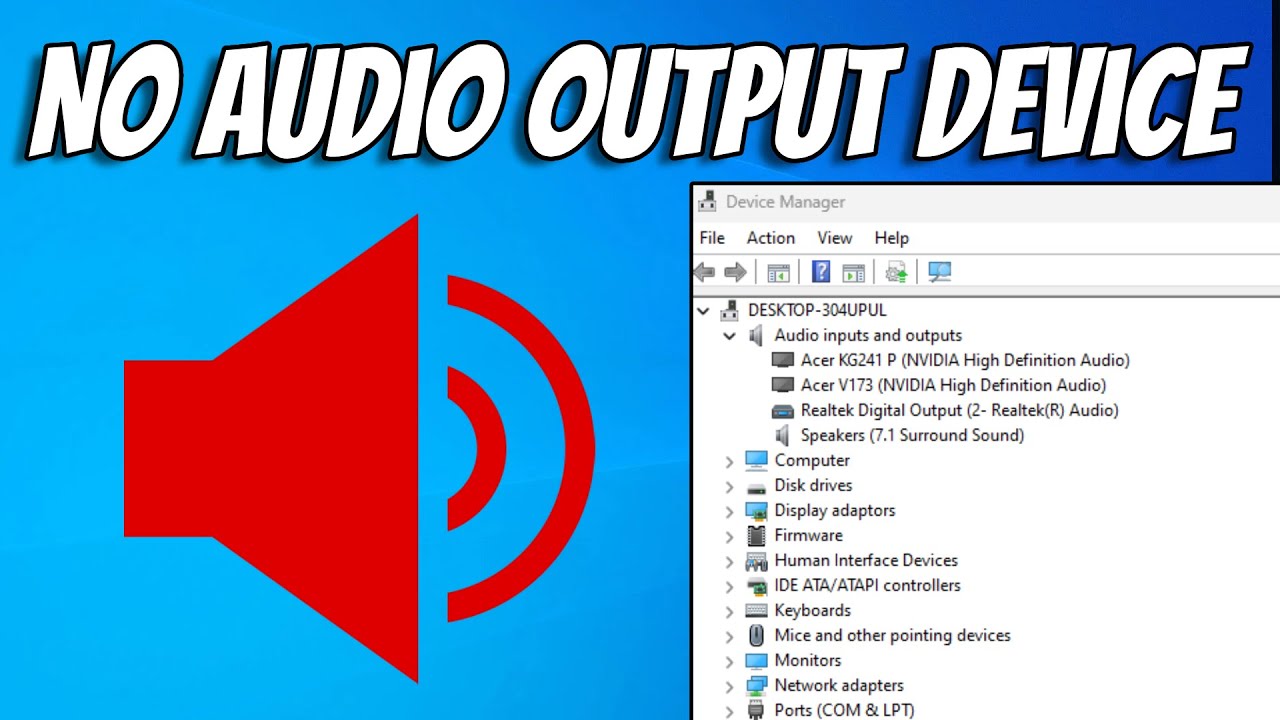 How To Fix No Audio Output Device Is Installed in Windows 10 - YouTube