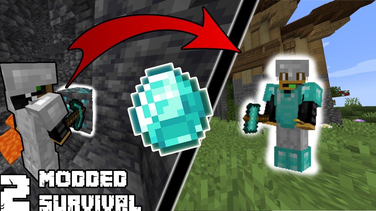 Minecraft MODDED survival part 2 UPGRADING TO DIAMONDS - YouTube