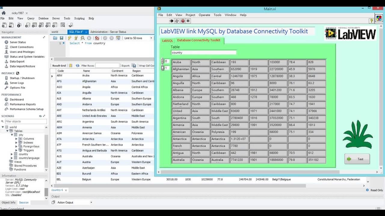15. NI LabVIEW link MySQL by Database Connectivity Toolkit - YouTube
