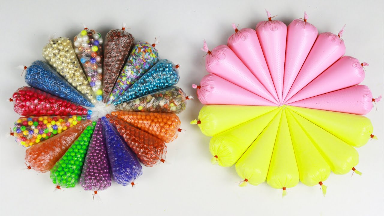 PINK vs YELLOW SLIME WITH PIPING BAGS#39 || BEST COLORING SLIME ...