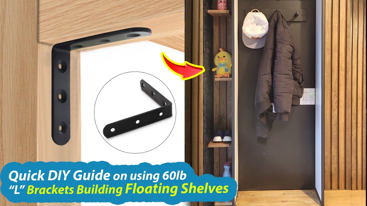 DIY Floating Shelves with 60LB L Steel Brackets - How to Build Floating Shelves - Bracket ...