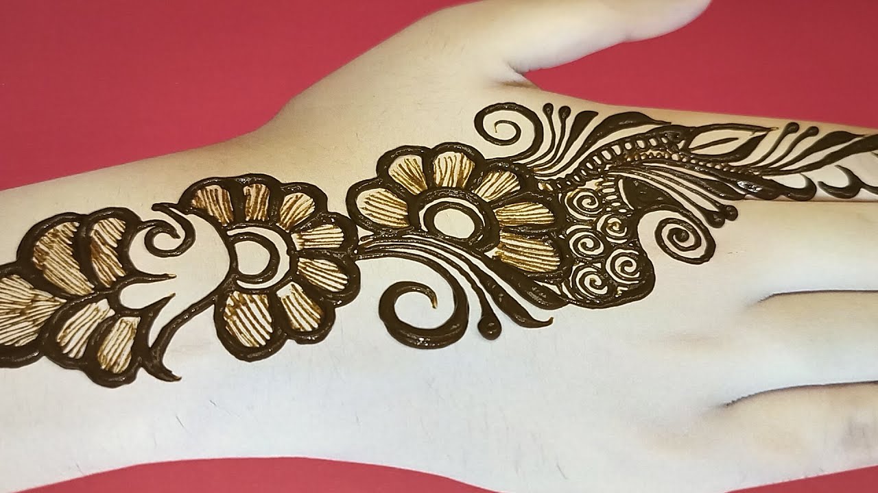 Arabic bel mehndi designs back hand - YouTube