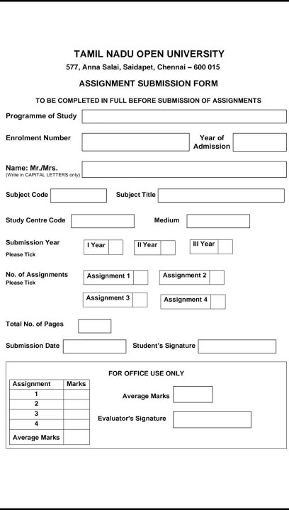 how to write tamilnadu open university assignment front page /tnou ...