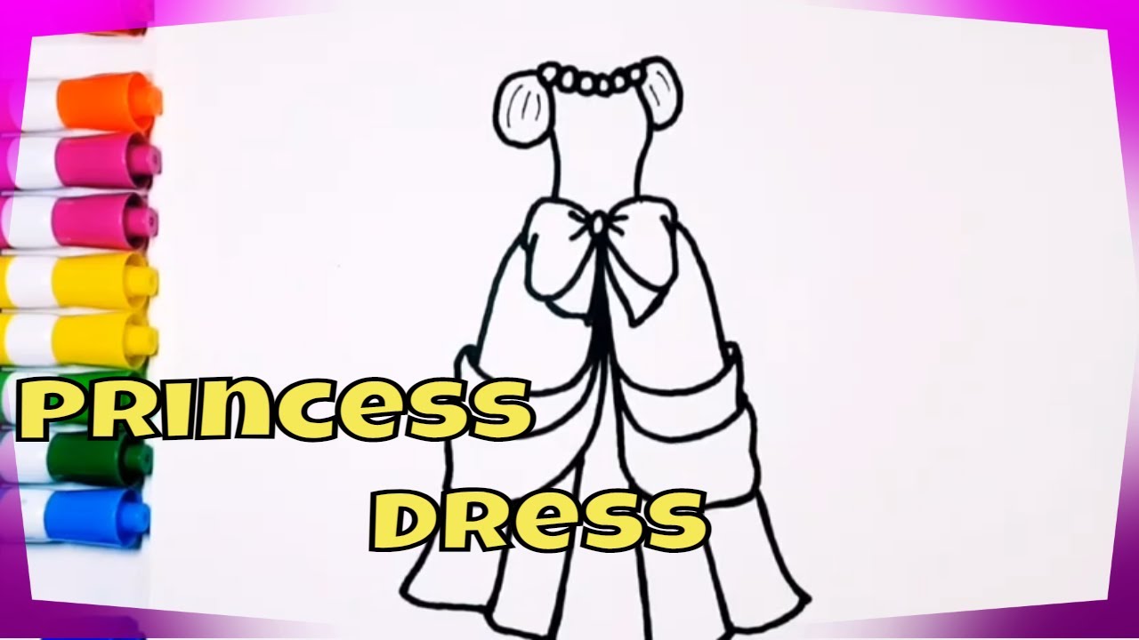 How to Draw and Color a Beautiful Princess Dress. - YouTube