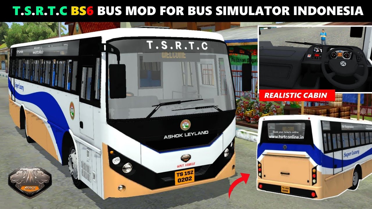 Download TSRTC MG Built BS-6 Bus Mod For Bus Simulator Indonesia | TSRTC Super Luxury Mod For ...