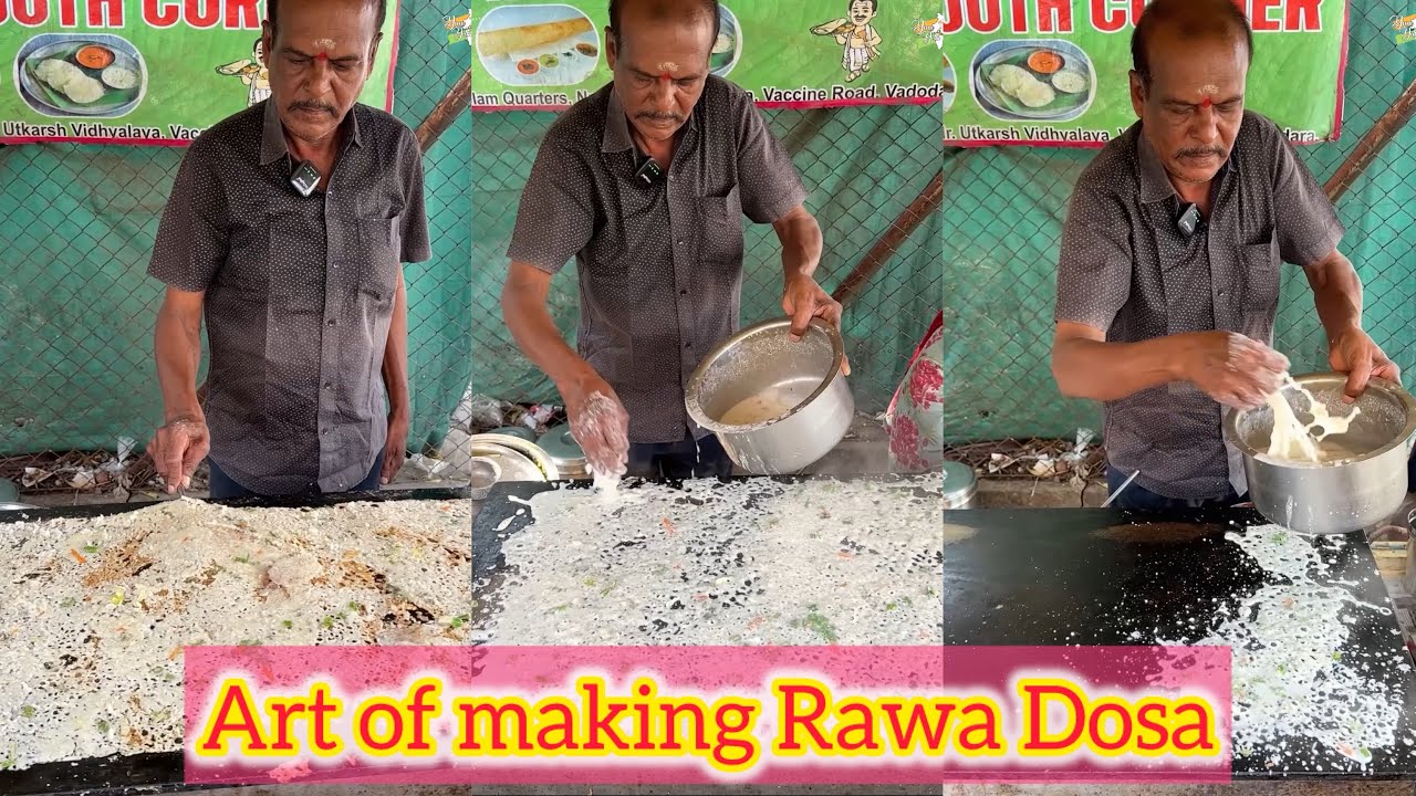 Art of making Rawa Dosa in Vadodara😍😍 Kabhi dekha hai itna Bada Dosa🤩🤩 ...