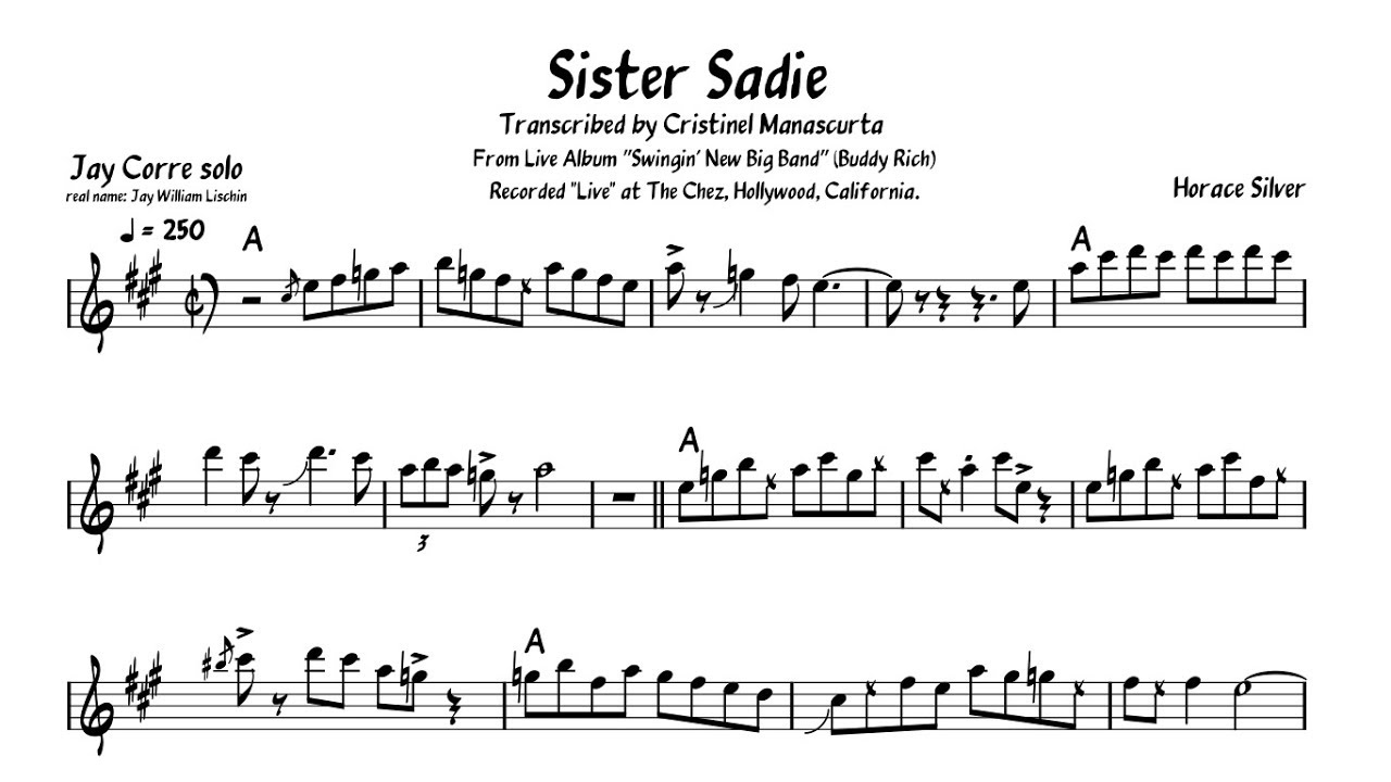 Jay Corre - Sister Sadie (transcription) - YouTube