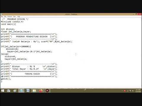 PROGRAM SEDERHANA MENGHITUNG DISKON PADA BAHASA C/C++ - YouTube