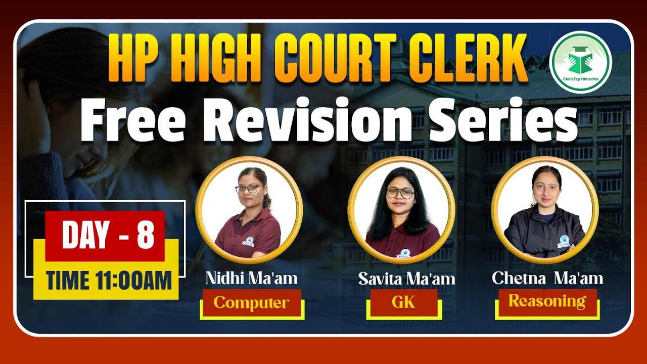 HP High Court Clerk Free Revision Series | Computer, GK, Reasoning | Day -8 | Civilstap Himachal ...