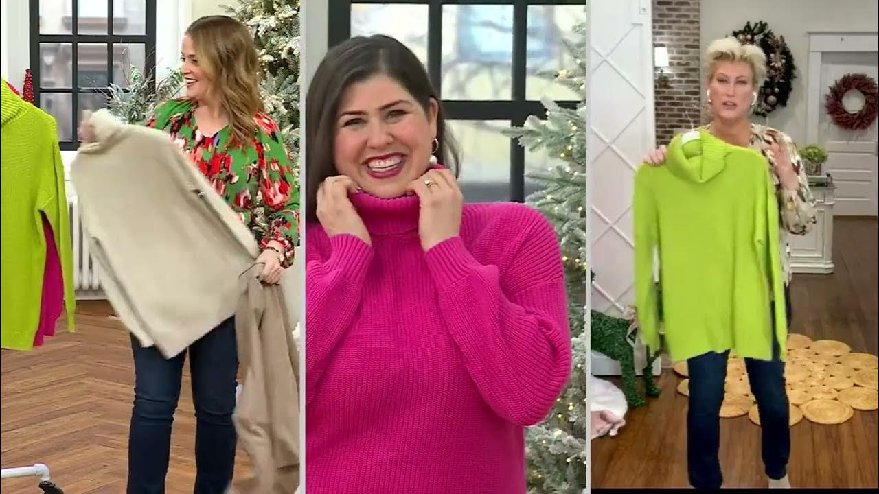 Belle by Kim Gravel Shaker Knit Turtleneck Tunic Sweater on QVC - YouTube