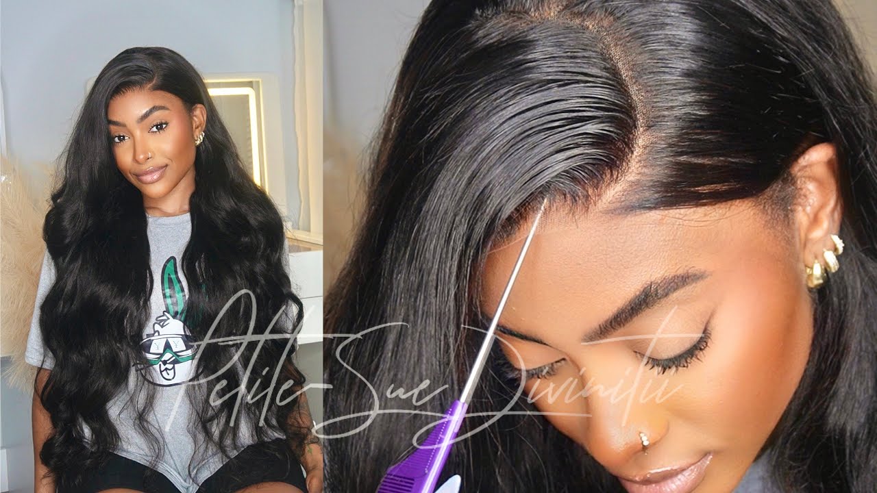 SUPER EASY GLUELESS INSTALL w 4x6 Lace Closure 30" Wig ft. Geeta Hair ...