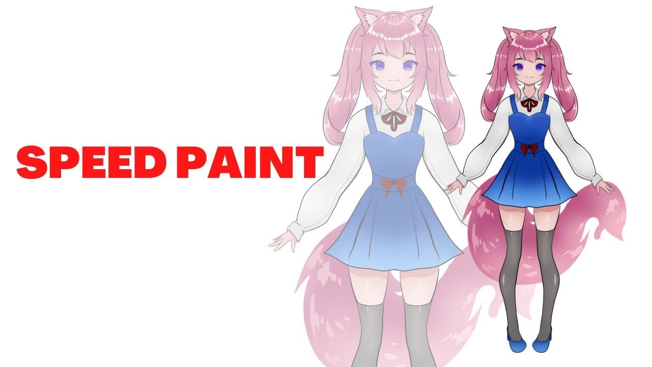 ( SPEEDPAINT ) Pink Fox Girl ADOPTABLE - YouTube