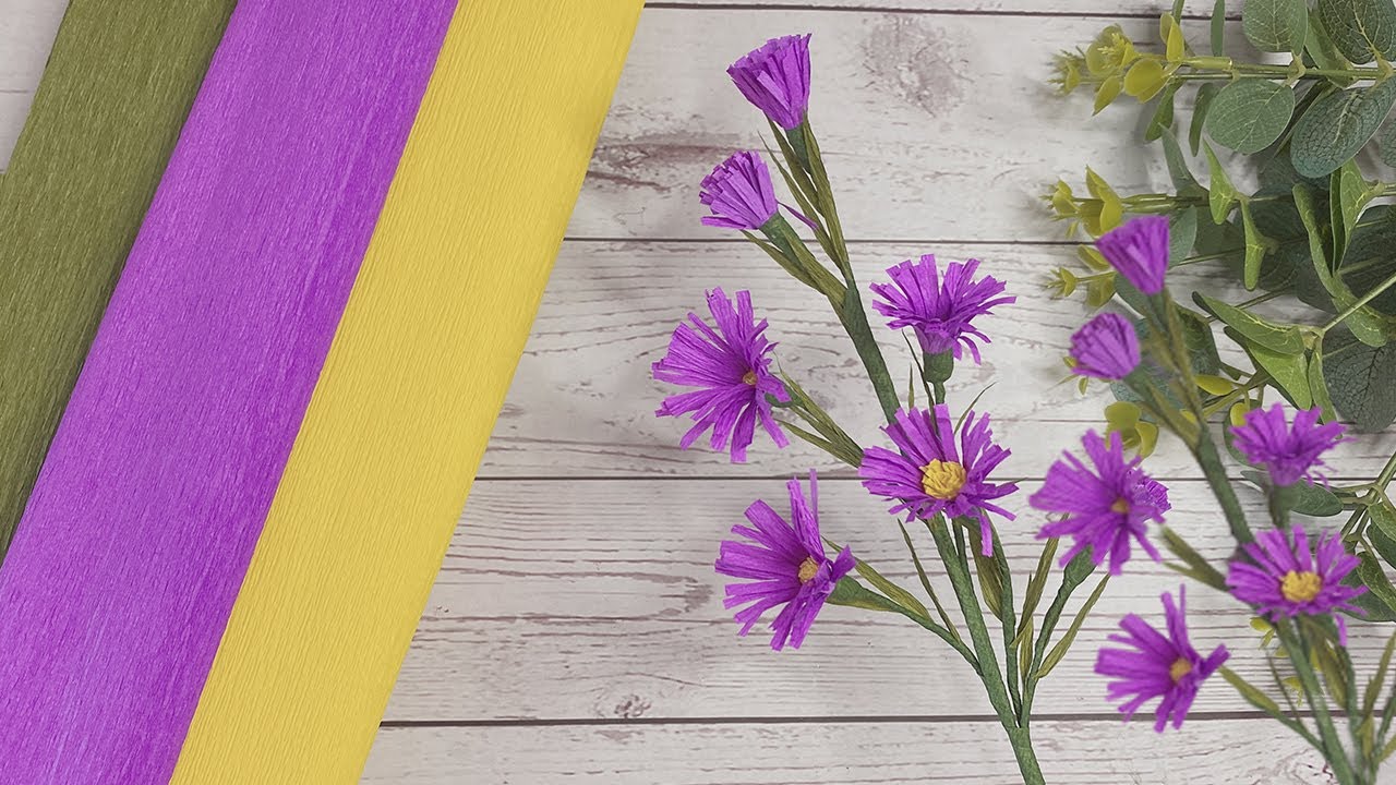 Aster Flower | How to Make Aster Flower With Crepe Paper | DIY Paper ...