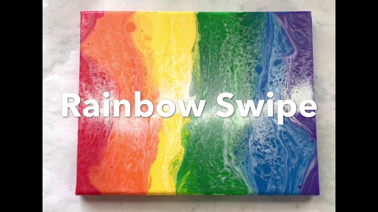 Satisfying Rainbow Acrylic Pour Fluid Art Painting. Swipe Technique ...