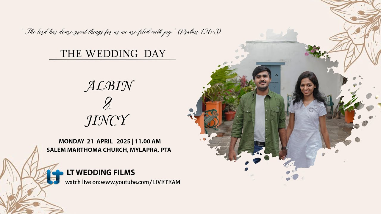 ALBIN AND JINCY WEDDING LIVE WEBCAST | 21/04/2025 | 11:00 AM - YouTube