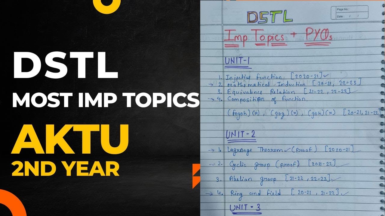 Most Important Topics DSTL Aktu | Aktu DSTL | DSTL 2nd year | Aktu Exam - YouTube