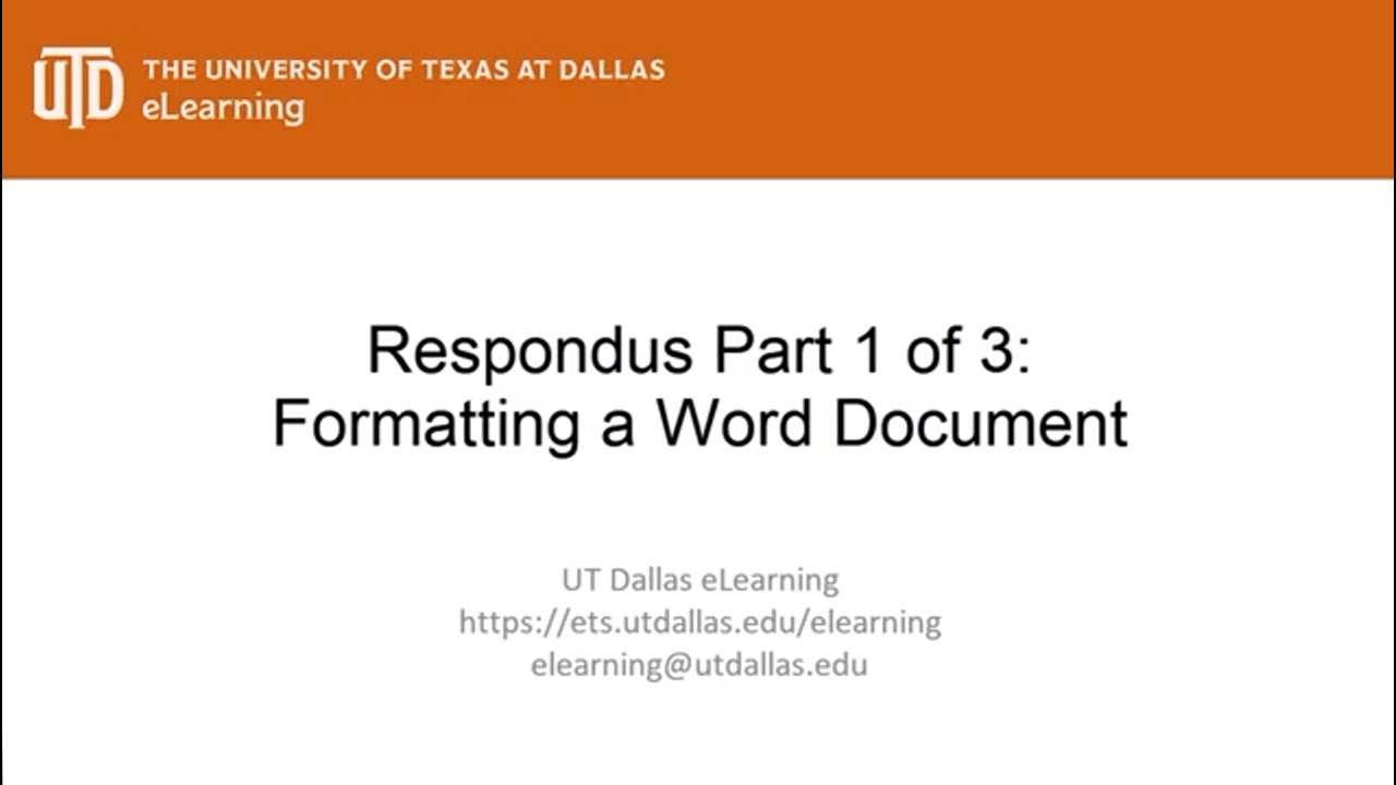 Respondus Part 1 - Formatting Tests in Word - YouTube