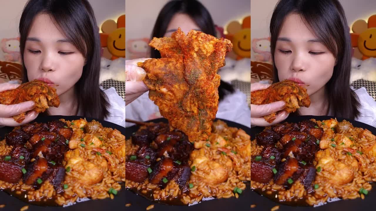 ASMR EATING | Real Mukbang | Spicy Noodle, Spicy Chicken, Dessert ...