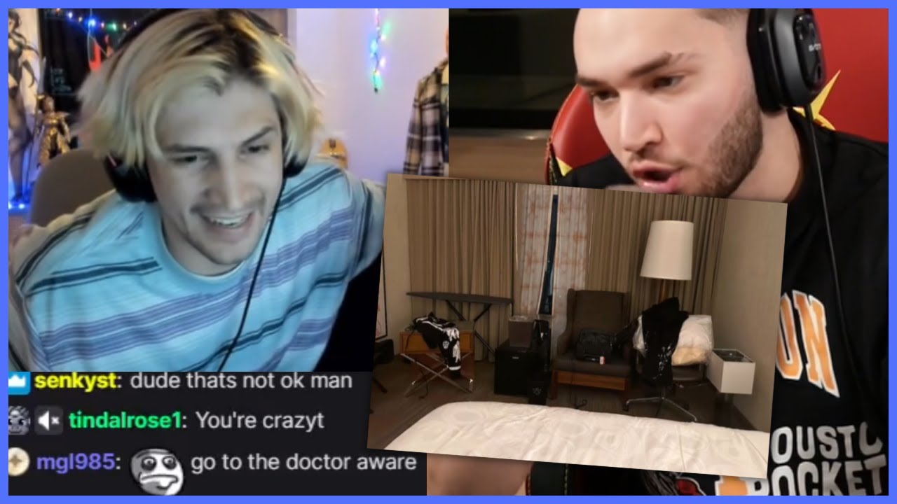 xQc shows Adin Ross his hotel room disaster - YouTube