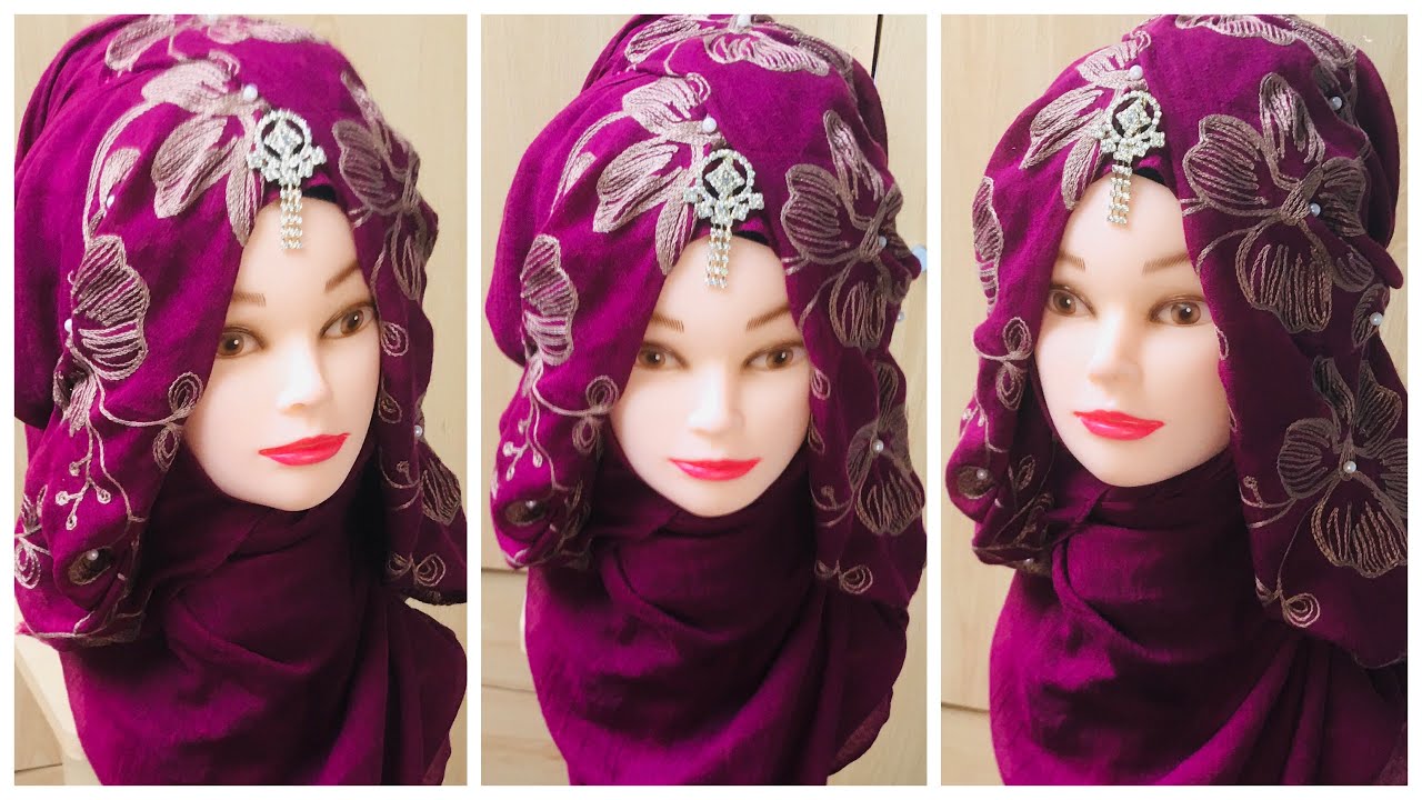 Wedding hijab tutorial - YouTube