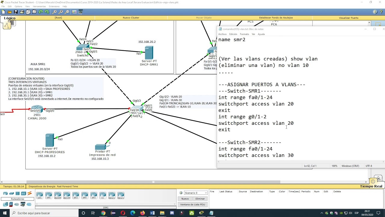 Packet Tracer. VLANs. Práctica XVI. Parte2. - YouTube