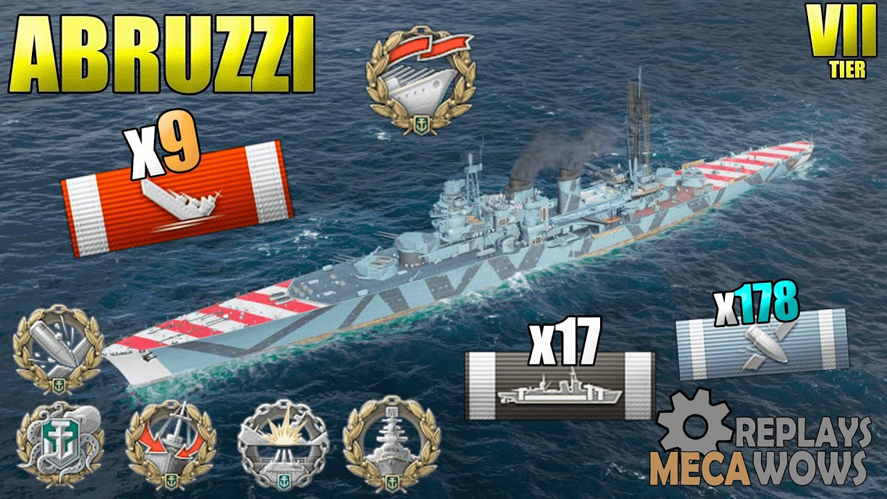 Cruiser Abruzzi 9 AWESOME Kills SOLO WARRIOR | World of WarShips - YouTube