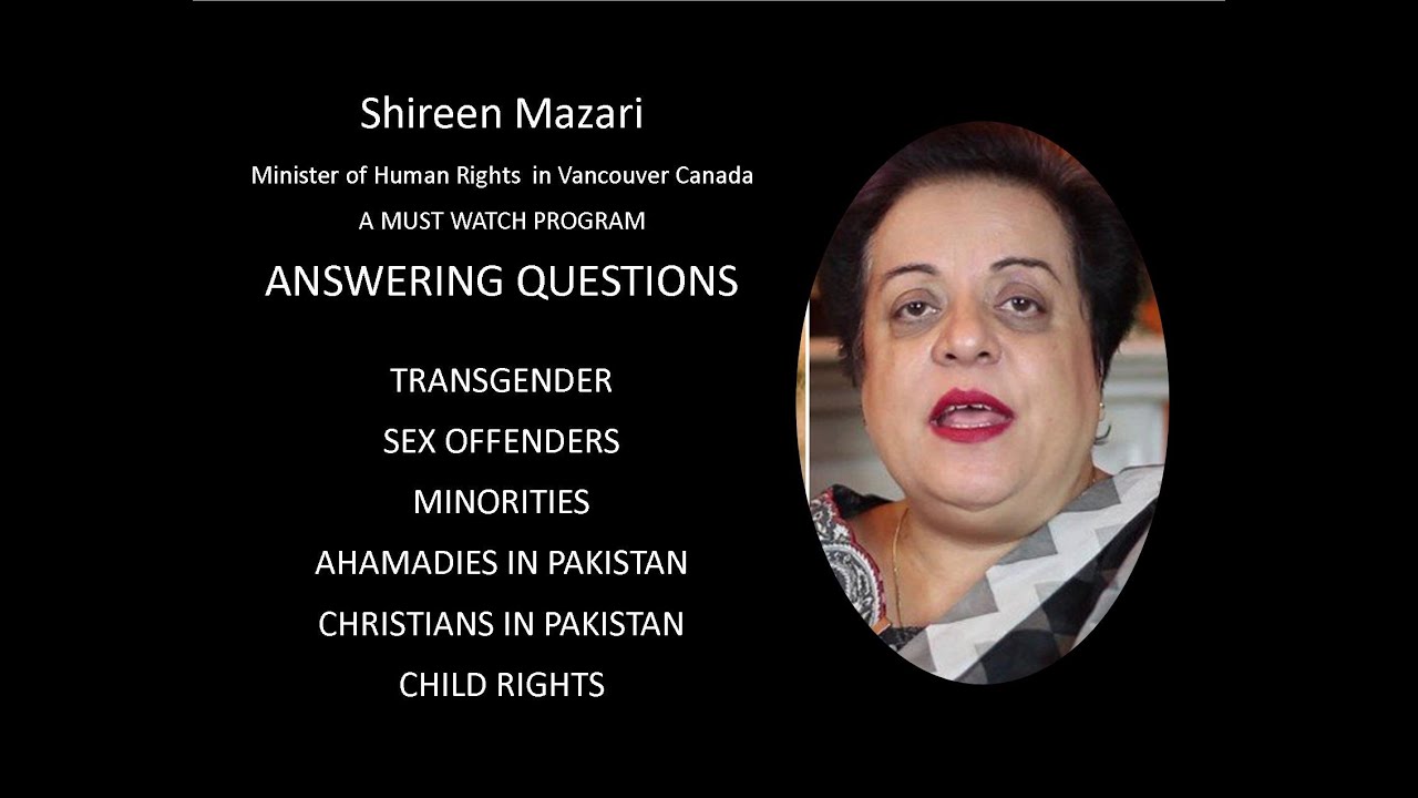 Human Rights Minister Dr. Shireen Mazari in Vancouver Canada - YouTube
