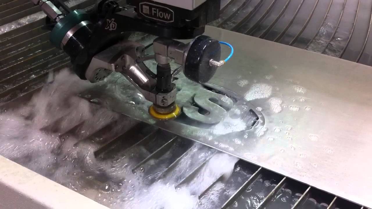 Flow 5-Axis WaterJet Cutting ATSI Sign - YouTube