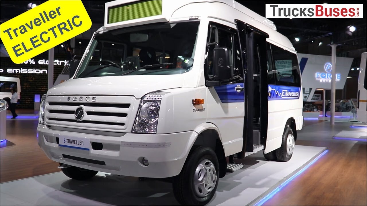 Force Traveller Electric Bus | TrucksBuses.com | Auto Expo 2020 - YouTube