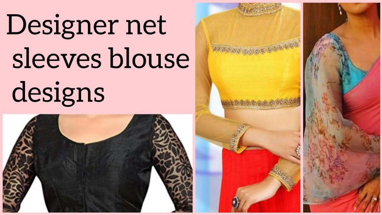 Designer net sleeves blouse design | stylish net sleeves blouse ...