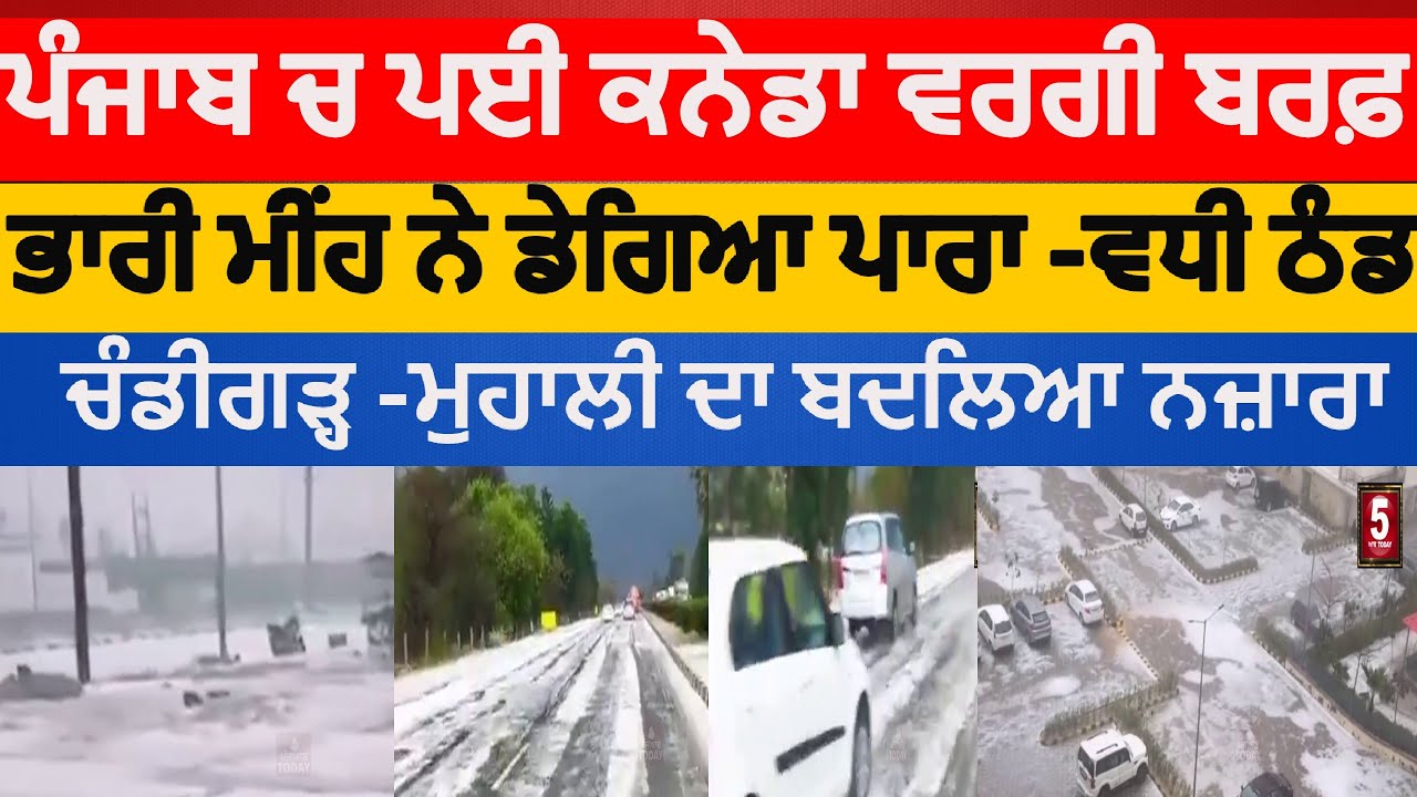 Punjab heavy rain and Hailstorm| chandigarh mohali Snow like Canada ...