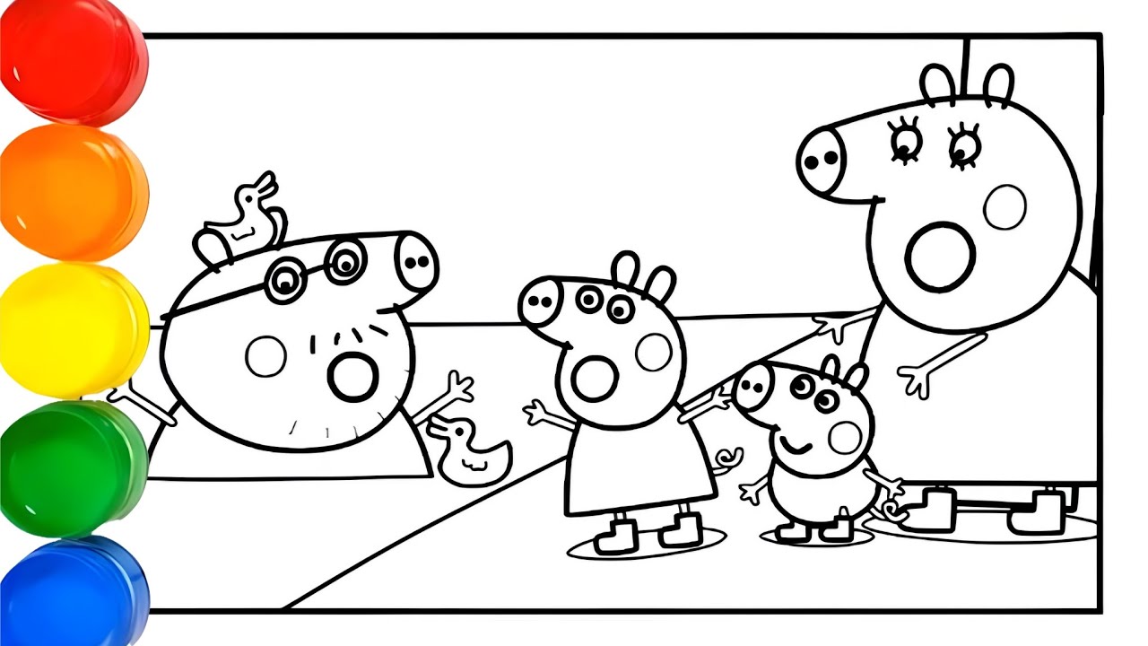 Daddy Pig Jumping in the Water Drawing Easy, Peppa pig drawing, peppa ...