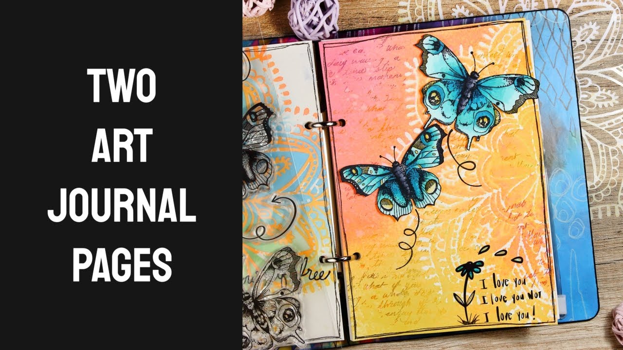 Creating two similar but different art journal pages using the same ...
