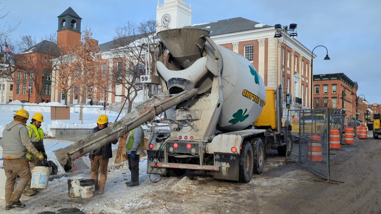 SD Ireland Pours Concrete by City Hall Park on Main St - YouTube