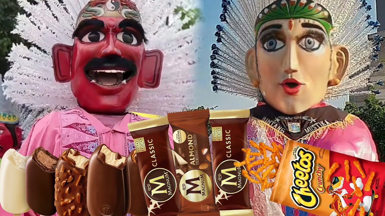 ENak, Ondel Ondel makan Es Cream Magnum masih laper makan CHiki Cheetoz ...