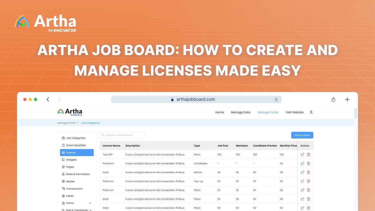 Artha Job Board: How to Create and Manage Licenses Made Easy - YouTube