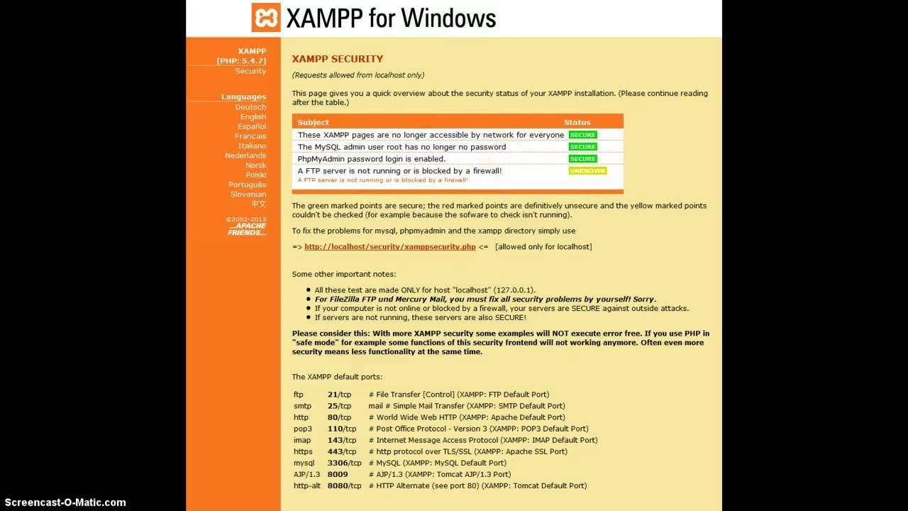 Configure XAMPP to Secure MySQL, PhpMyAdmin and Localhost - YouTube