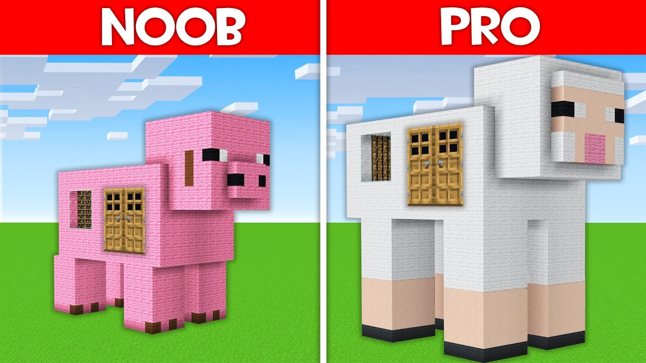 Minecraft Battle: ANIMAL HOUSE BUILD CHALLENGE - NOOB vs PRO vs HACKER ...