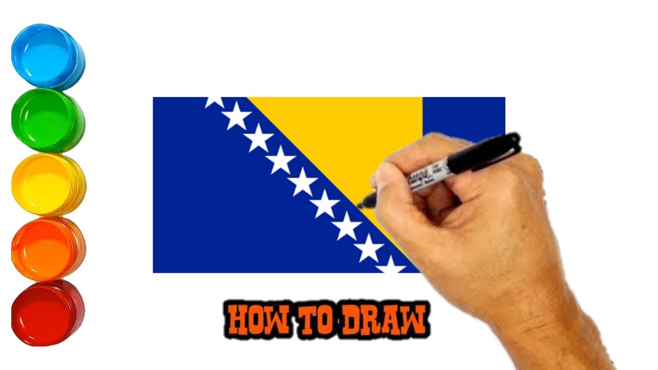 How to draw Bosnia and herzegovina flag - YouTube