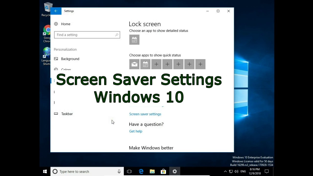 Screen Saver Settings Windows 10 - YouTube