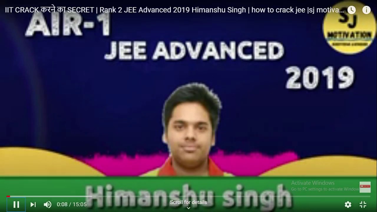 Topper of jee advance 2019 (Rank - 2 ) himanshu singh crack IIT Iin ...