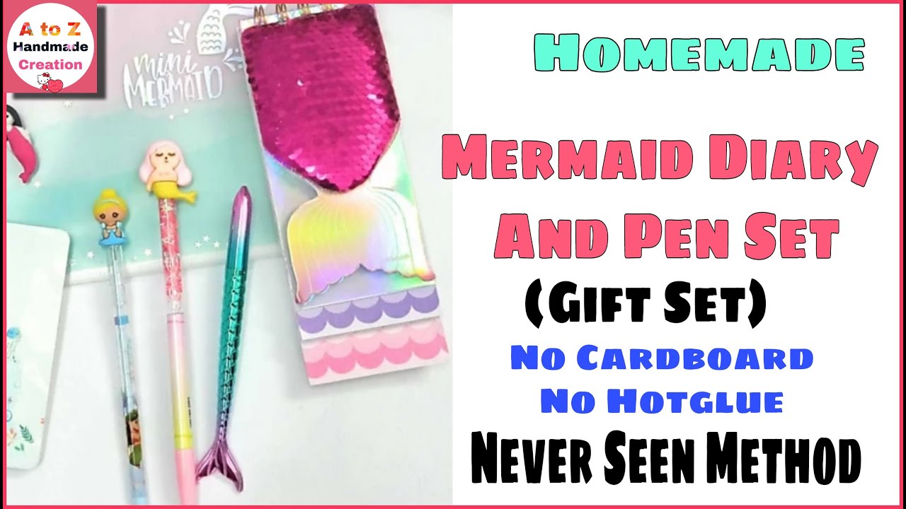 DIY Mermaid Diary & Pen Set/diy Mermaid stationery gift set/how to make ...