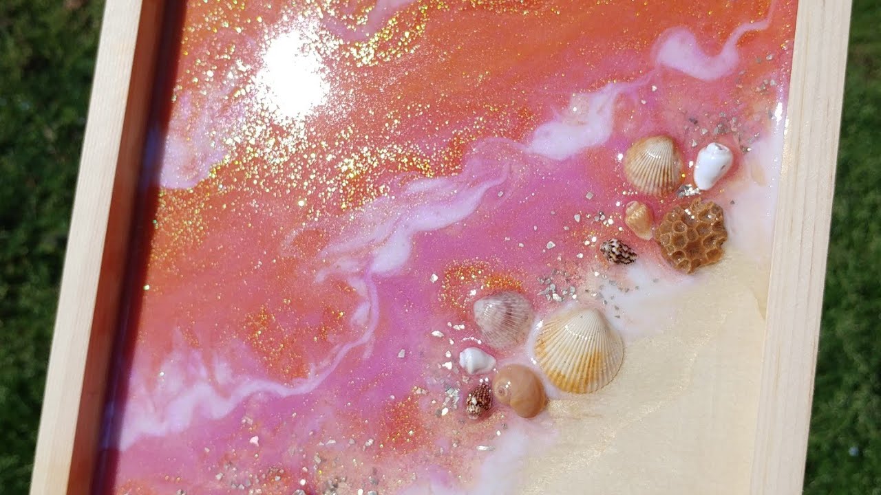 Resin Sunset Ocean Beach On Arteza Wood Panel! (271) - YouTube