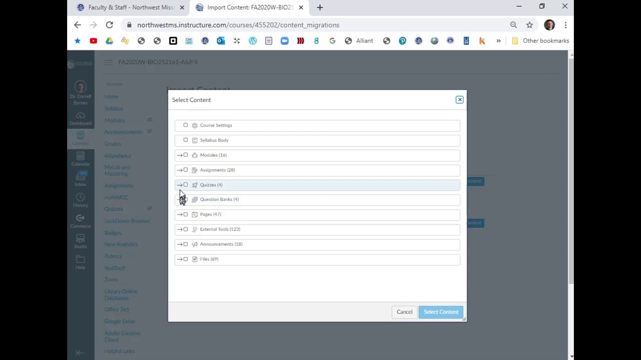 Creating Modules in Canvas Part 4 importing a test - YouTube