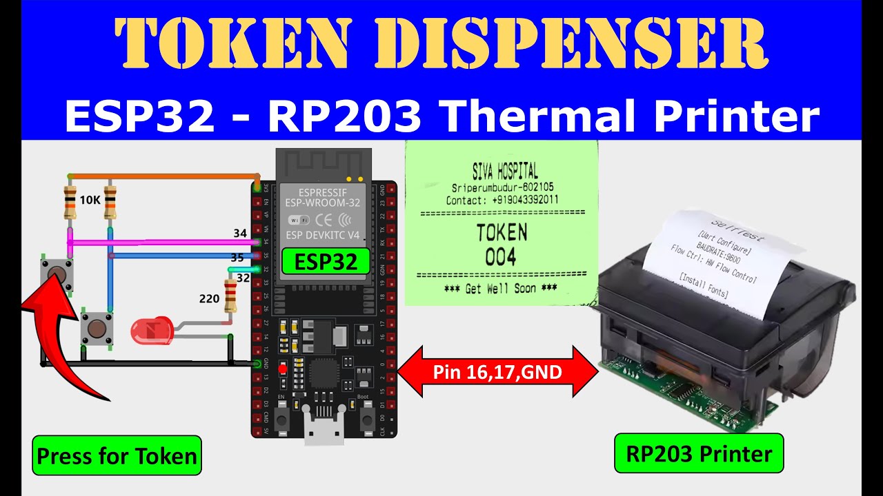 ESP32 Thermal Printer Token Syestem 2 Push Button || ESP32 Thermal ...