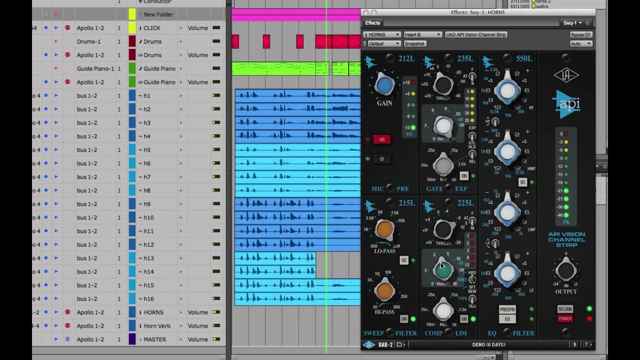 Using the UAD API Vision Channel Strip on a Horn Section - YouTube
