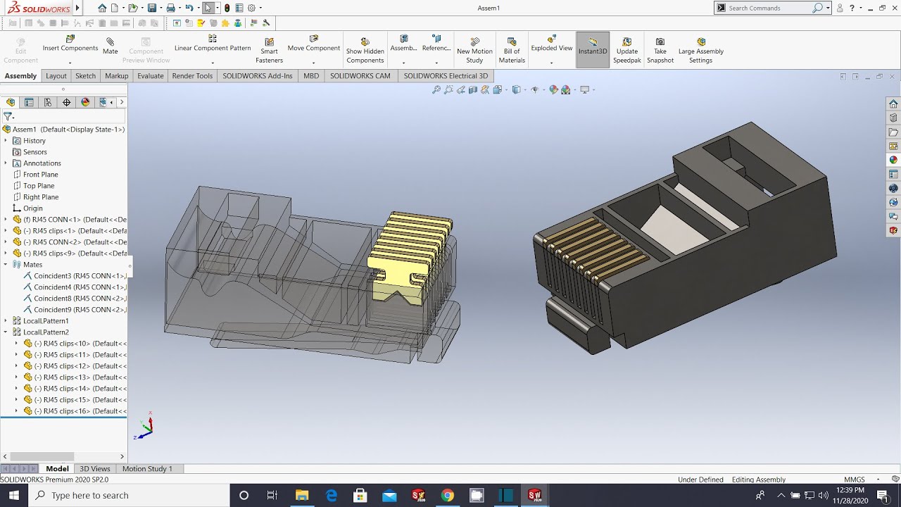 Solidwork Connector design. SolidWork Tutorial Designing RJ45 Connector ...