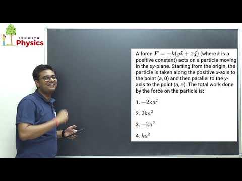 A force F=−k(yi+xj) (where k is a positive constant) acts on a particle moving in the xy - plane ...