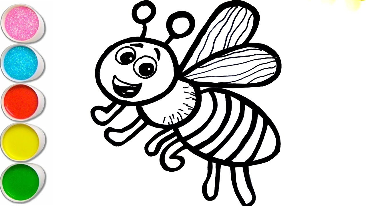 Drawing and Coloring Bee For Kids and Toddlers // Drawing Tutorial For ...